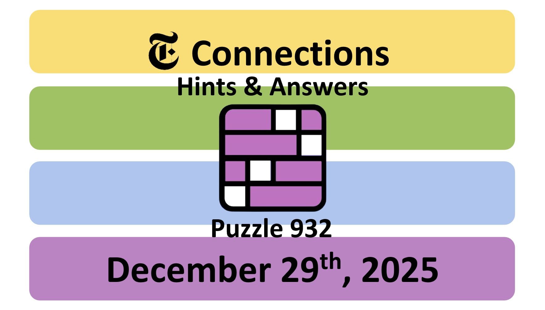 ‘NYT Connections’ Answers Today December 29th, 2025 – 932 Hints and ...